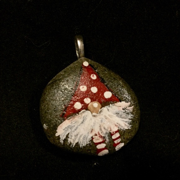 Handmade | Jewelry | Gnome Santa Rock Pendant | Poshmark